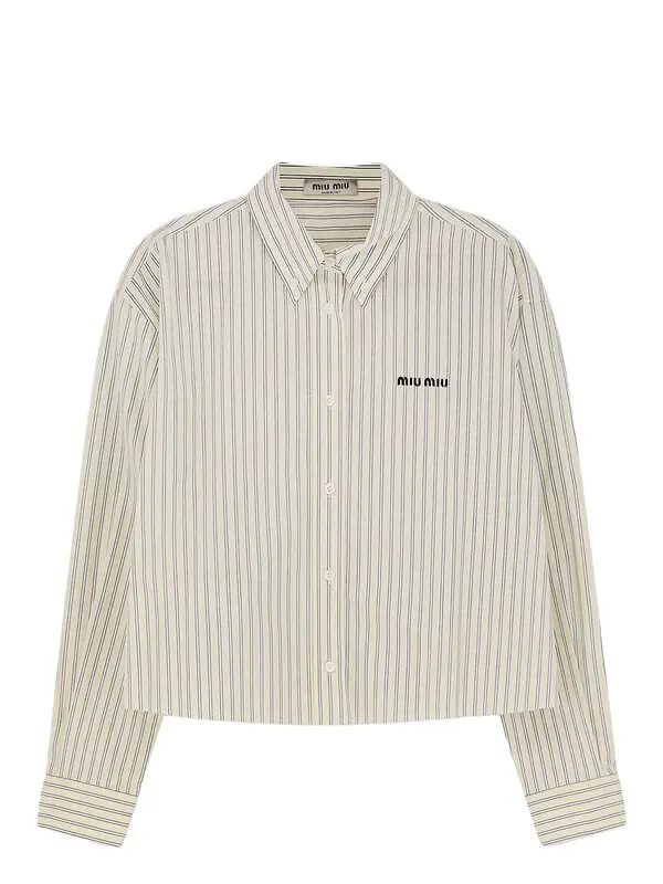 Miu Miu Striped Cotton Cropped Shirt - Multicolor