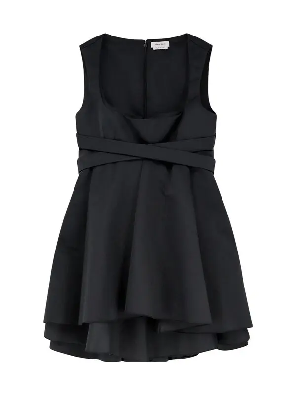 Alexander McQueen Taffeta Dress With Wrap Band - Black