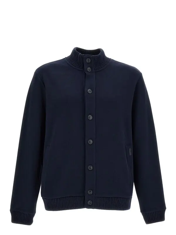 FAY Double Piqué Sweater Jacket With Stand Collar And Button Fastening - Multicolor