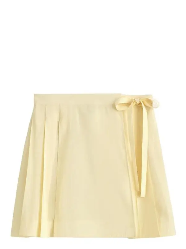 Cos Pleated Mini Wrap Skirt - Yellow