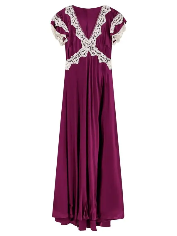 Alberta Ferretti Viscose Long Dress With Lace Profile - Multicolor