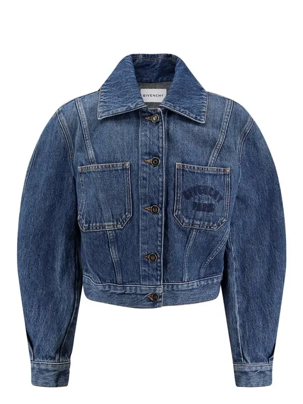 Givenchy Cropped Denim Jacket With Embroidered Logo - Multicolor
