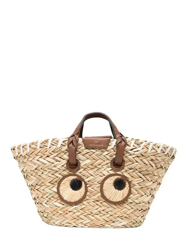 ANYA HINDMARCH Woven Straw Tote Bag With Leather Top Handles - Brown