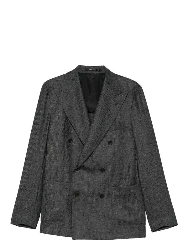 Tagliatore Grey Virgin Wool Double-breasted Blazer - Gray