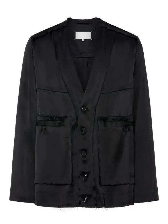 MAISON MARGIELA V-neck Viscose Blazer - Black