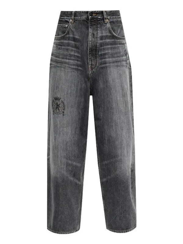 Balenciaga Grey Denim Wide-leg Jeans - Gray