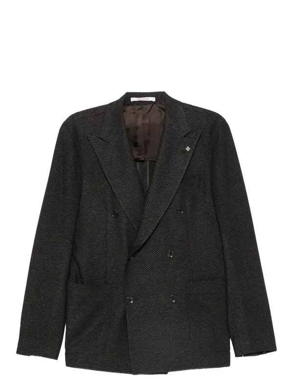 Tagliatore Double-breasted Peak Lapel Blazer - Brown