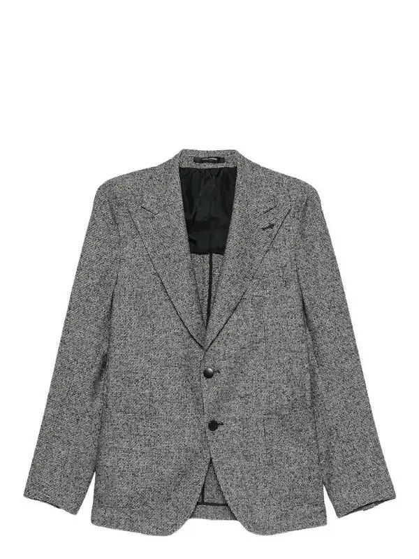 Tagliatore Grey Houndstooth Blazer - Gray