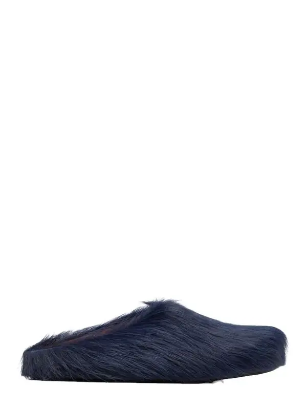 Marni Shearling Trimmed Slip-on Slippers - Blue