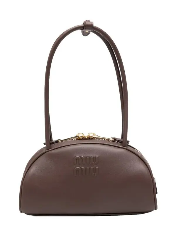 Miu Miu Embossed Logo Top Handle Bag - Brown