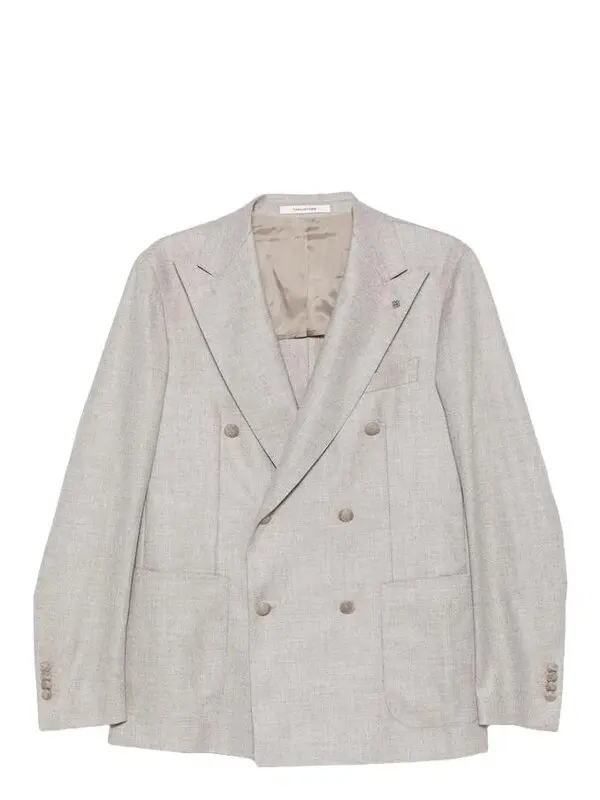 Tagliatore Grey Check Pattern Wool, Silk, Linen, Alpaca And Polyamide Blazer - Gray