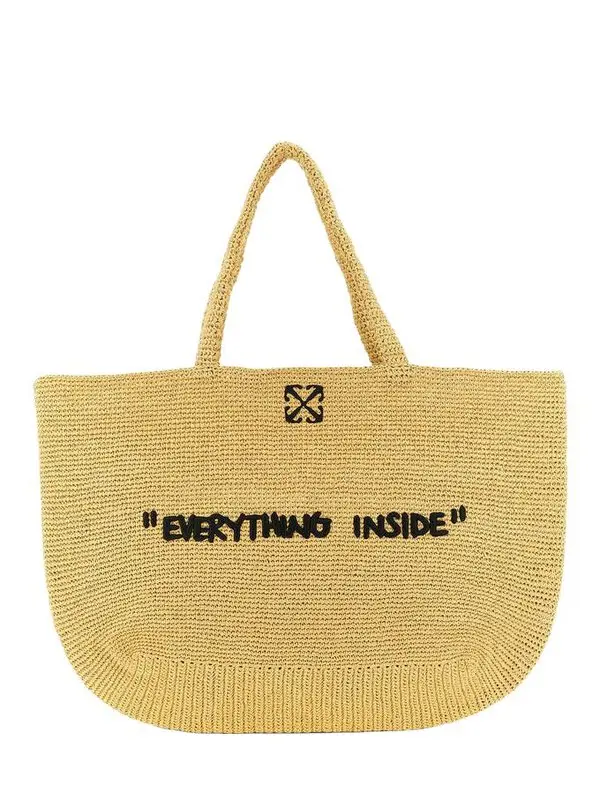 Off-White Raffia Effect Beach Bag - Cream