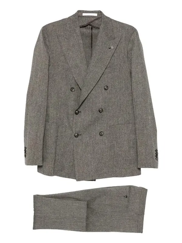 Tagliatore Grey Suits Double Breasted Suits - Gray