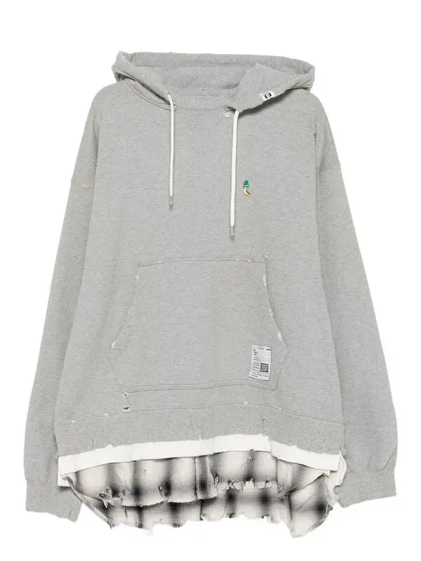 Mihara Yasuhiro Grey Layered Distressed Hoodie - Gray