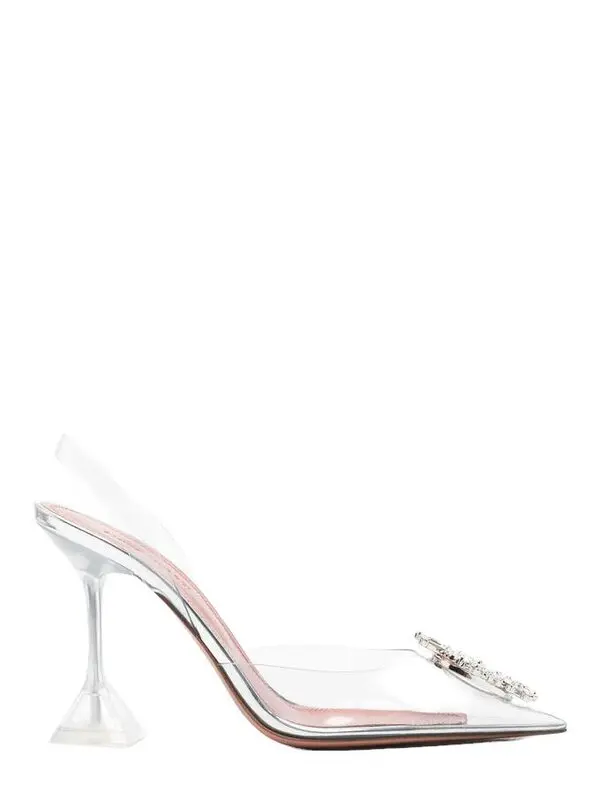 Amina Muaddi Crystal-embellished Slingback Pumps - White