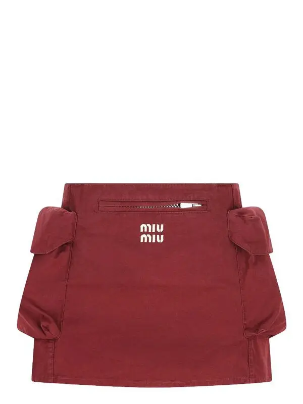 Miu Miu Straight Skirt With Front Zip And Side Pockets - Red