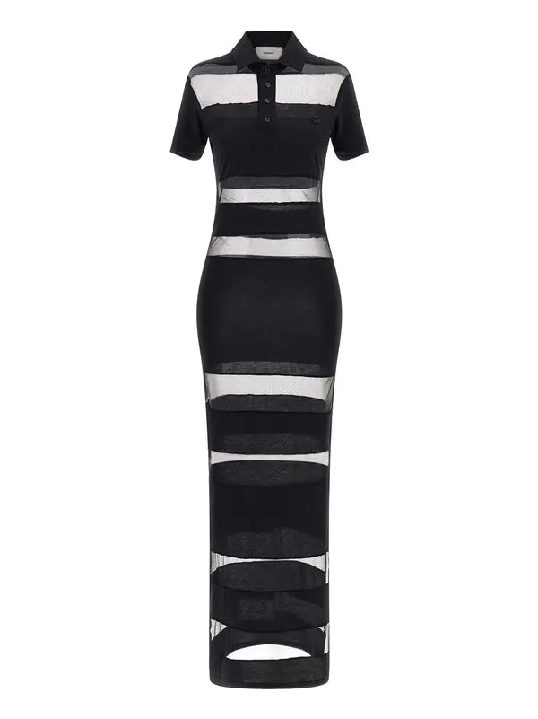 Coperni Striped Sheer Polo Dress - Black