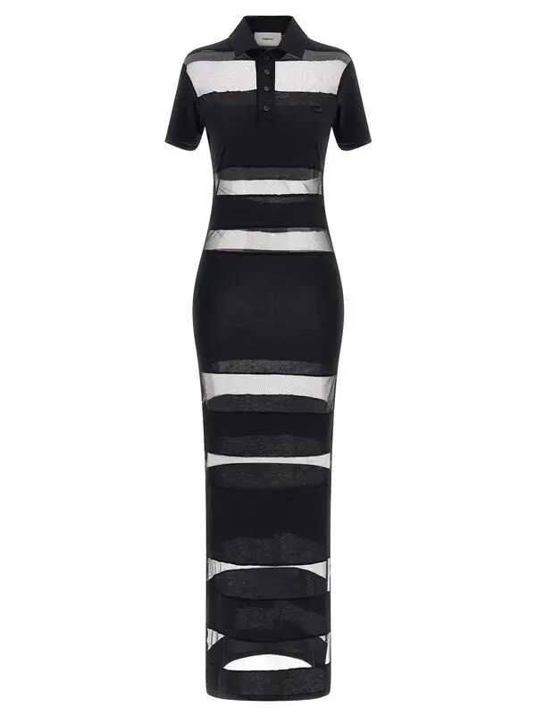 Coperni Striped Sheer Polo Dress - Black