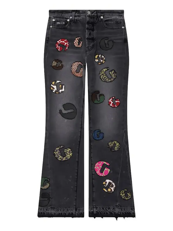 GALLERY DEPT. Grey Denim Wide-leg Jeans With Appliqué Detailing - Gray