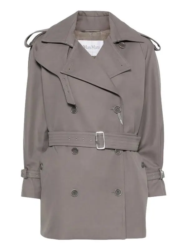Max Mara Grey Double-breasted Trench Coat - Gray