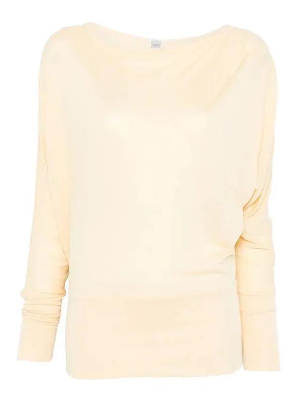 TOTEME Champagne Jersey Boat Neck Long Sleeve Top - Yellow