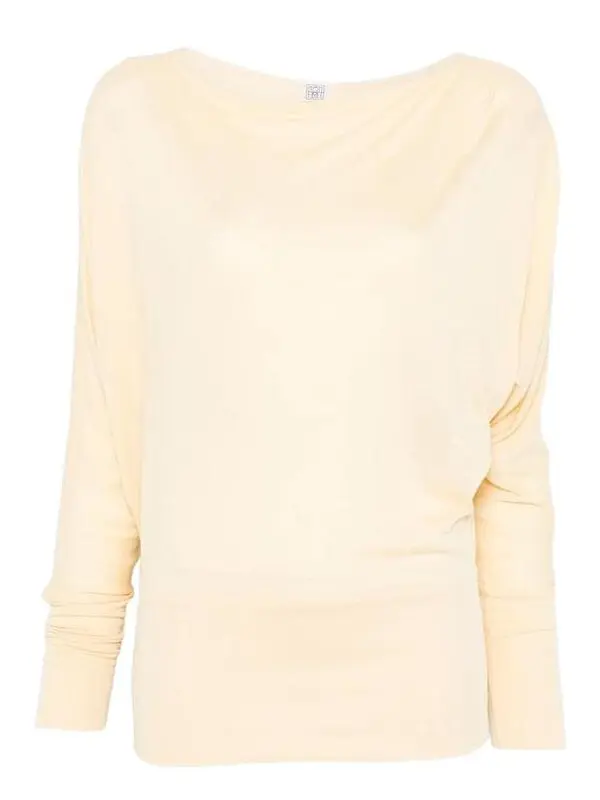 TOTEME Champagne Jersey Boat Neck Long Sleeve Top - Yellow