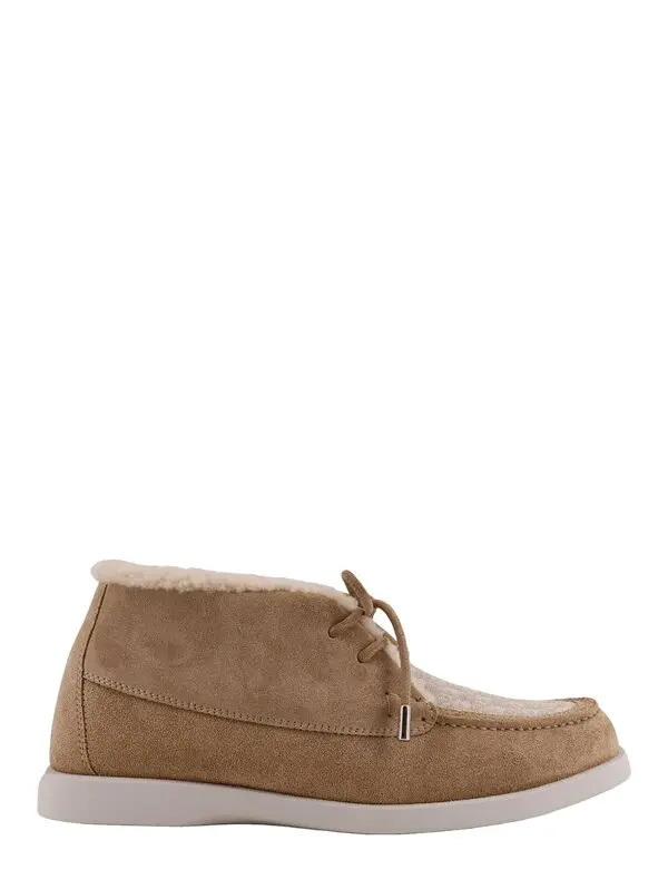 Dior Suede Lace-up Shoes With Oblique Logo - Cream