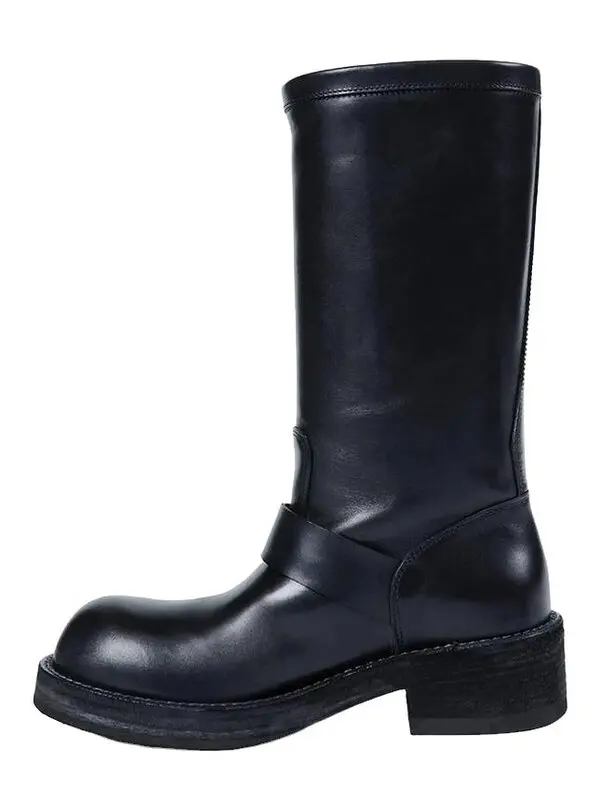 ANN DEMEULEMEESTER Buckle-strap Leather Boots - Black