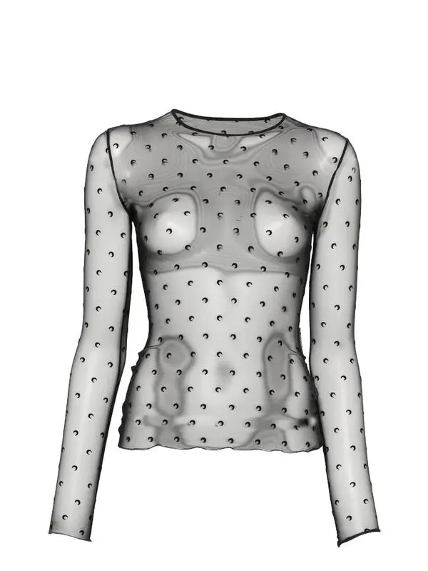 MARINE SERRE Moon Print Long Sleeve Top - Black