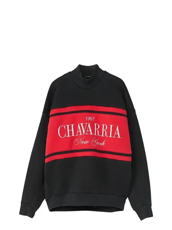 WILLY CHAVARRIA Striped Crew Neck Sweatshirt - Black