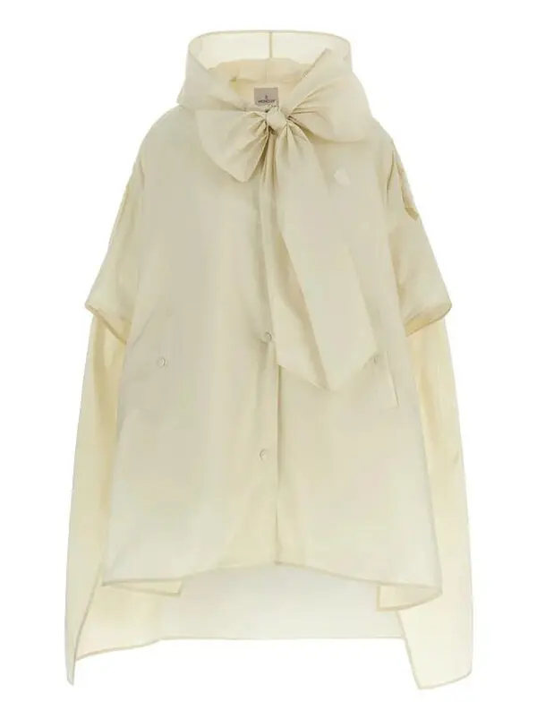 Moncler Beige Bow Detail Cape - Cream