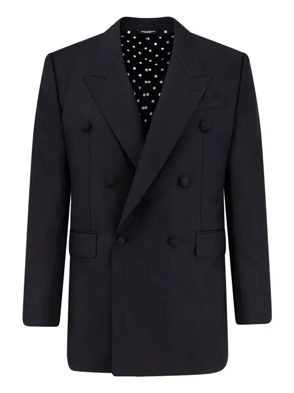 Dolce & Gabbana Double-breasted Virgin Wool Blazer - Multicolor