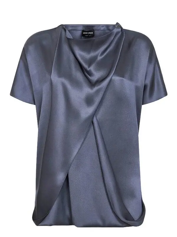 Giorgio Armani Draped Silk Blouse - Blue