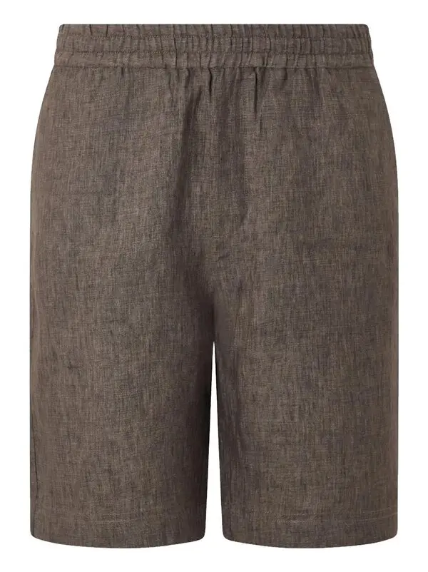 Sunspel Straight-leg Linen Shorts - Brown