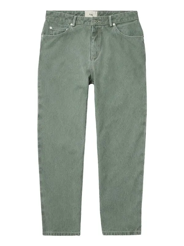 Folk Barrel-leg Jeans - Green