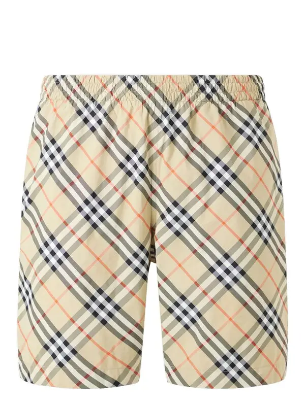 Burberry Treston Straight-leg Mid-length Checked Swim Shorts - Sand