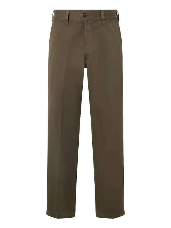 DRAKE'S Straight-leg Peached Cotton-twill Trousers - Green