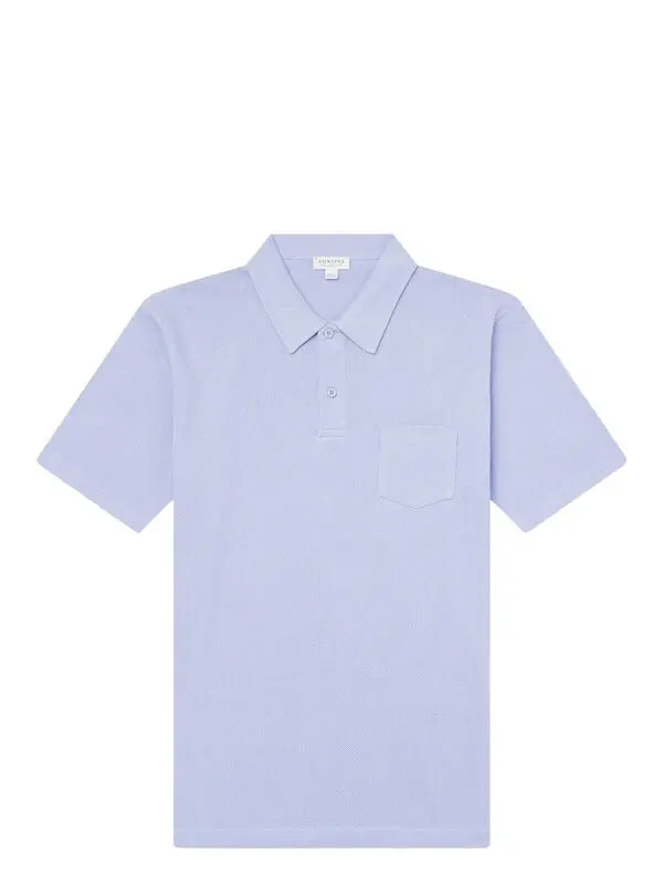 Sunspel Riviera Cotton-mesh Polo Shirt - Blue