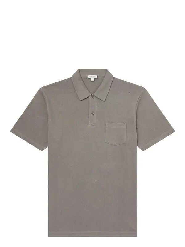 Sunspel Riviera Cotton-mesh Polo Shirt - Gray