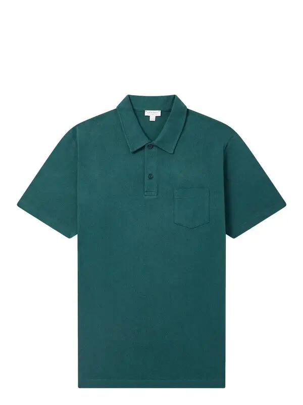 Sunspel Riviera Slim-fit Cotton-mesh Polo Shirt - Green