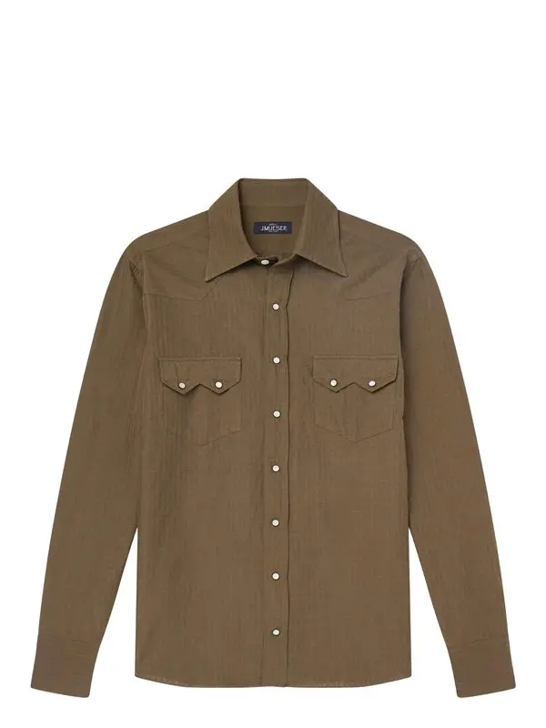 J. MUESER Cotton Western Shirt - Brown