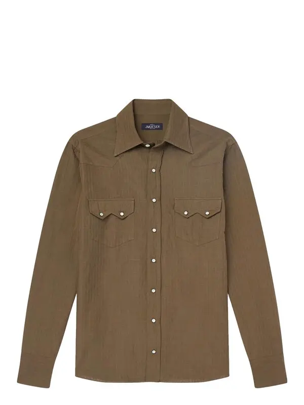 J. MUESER Cotton Western Shirt - Brown