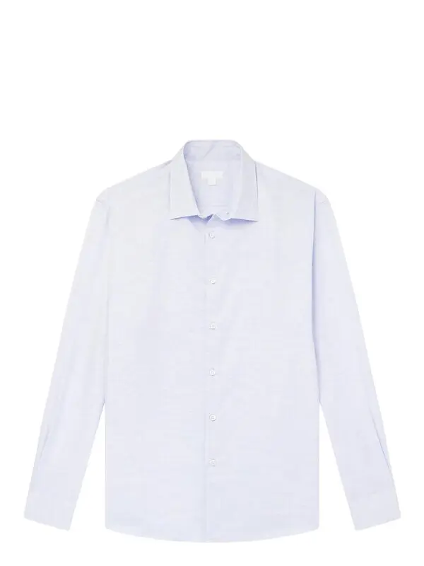 Sunspel Camp-collar Cotton And Linen-blend Shirt - Blue