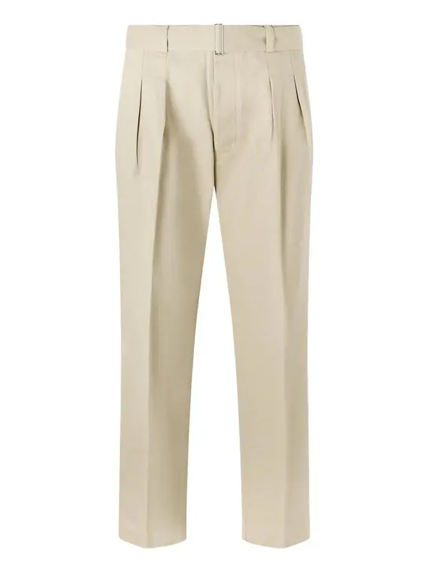 Officine Générale Straight-leg Pleated Cotton-twill Chinos - Neutrals