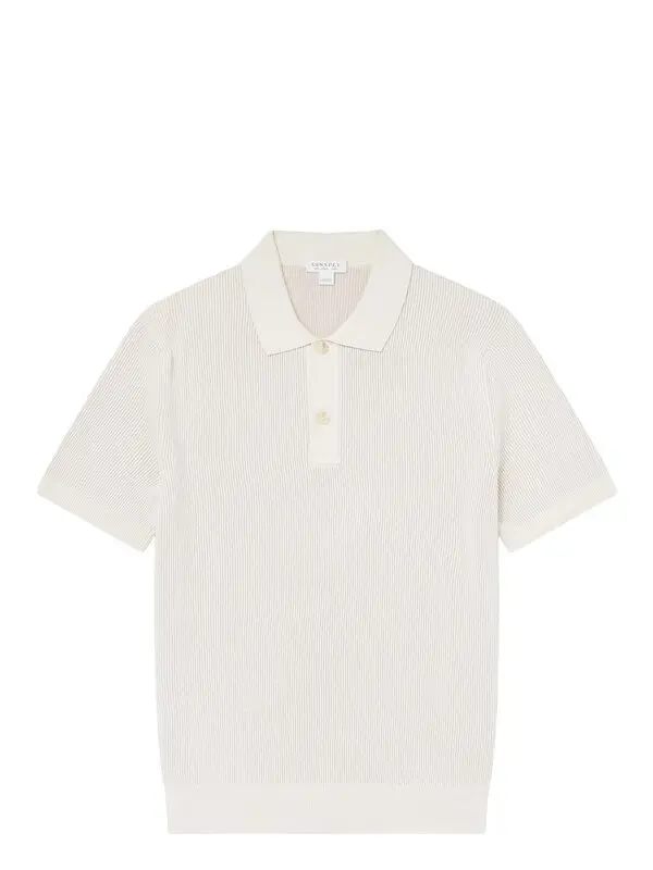 Sunspel Ribbed Cotton Polo-shirt - Neutrals