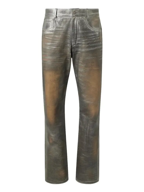 424 Straight-leg Leather Trousers With Metallic Coating - Silver