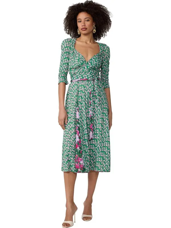 Diane Von Furstenberg Carmen Wrap Dress - Provence Gossip Pink And Loops Cool Blush