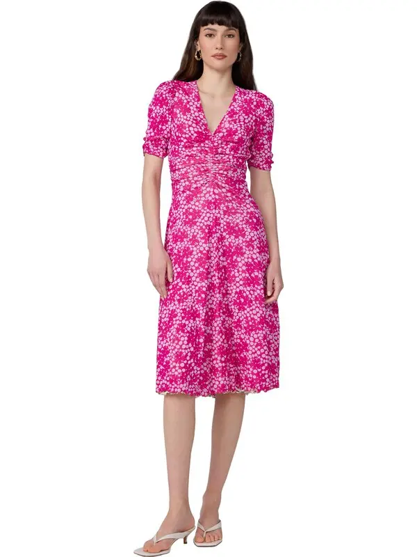Diane Von Furstenberg Koren Reversible Dress - Ditsy Dot Cool Pink And Meadow Pink