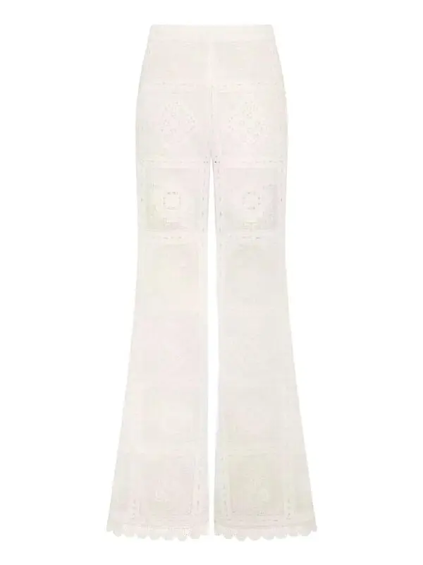 Zimmermann Aster Embroidered Palazzo Pants - Neutrals