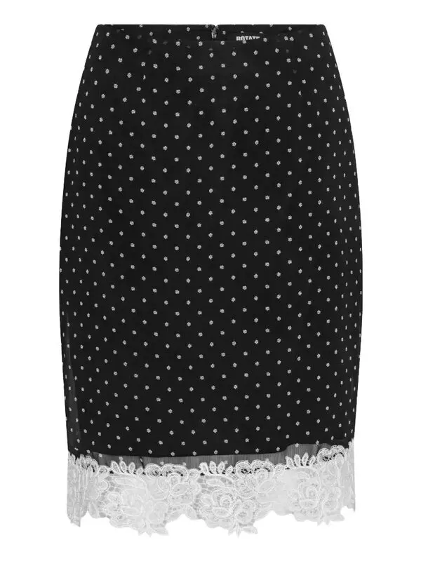 ROTATE BY BIRGER CHRISTENSEN Lace Polka-dot Pencil Skirt - Black